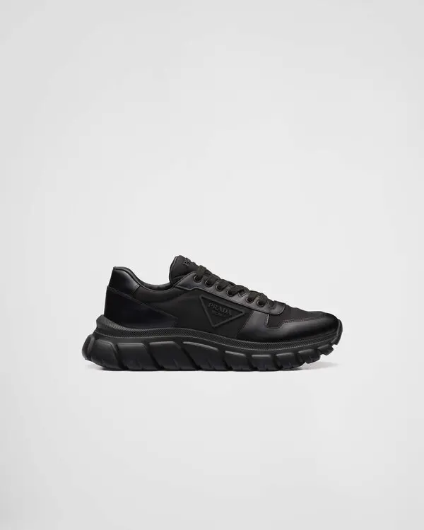 Prada Re-nylon And Brushed Leather Sneakers