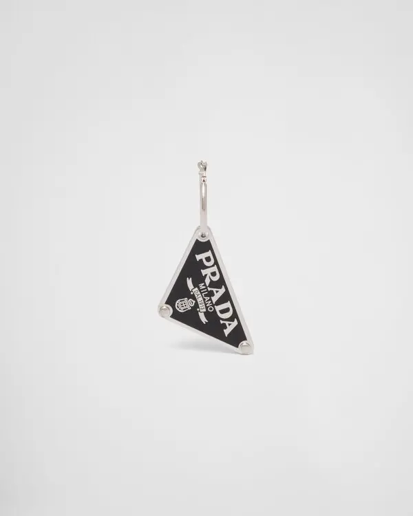 Prada Symbole Pendant Right Earring - Black