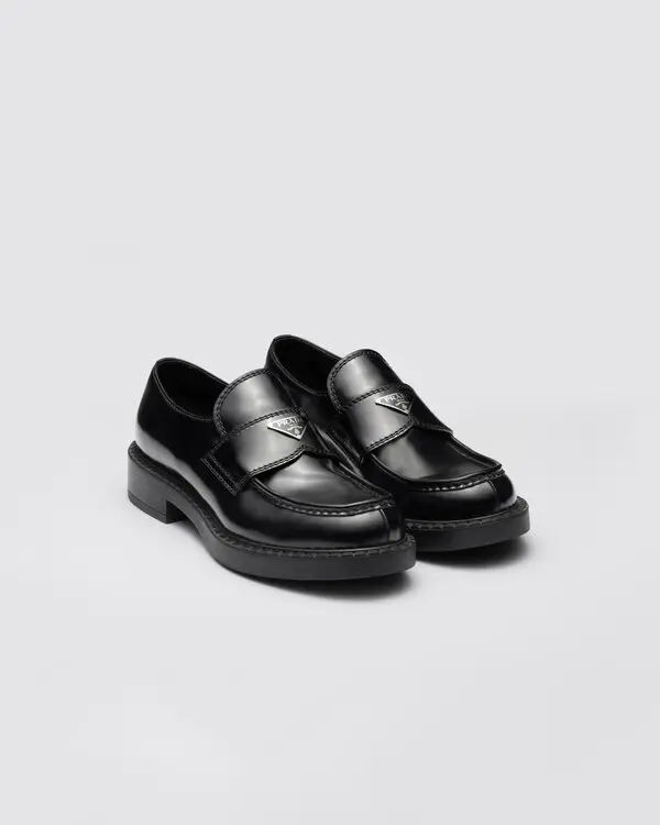 Prada Chocolate Brushed Leather Loafers