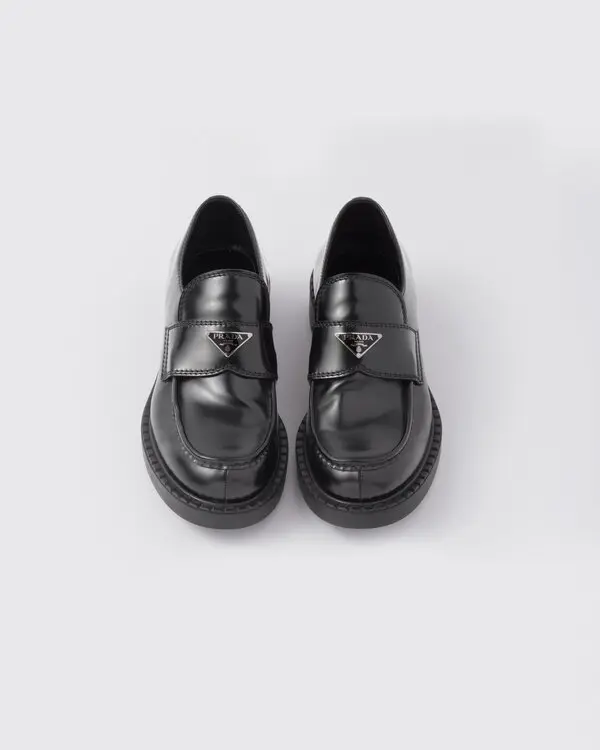 Prada Chocolate Brushed Leather Loafers