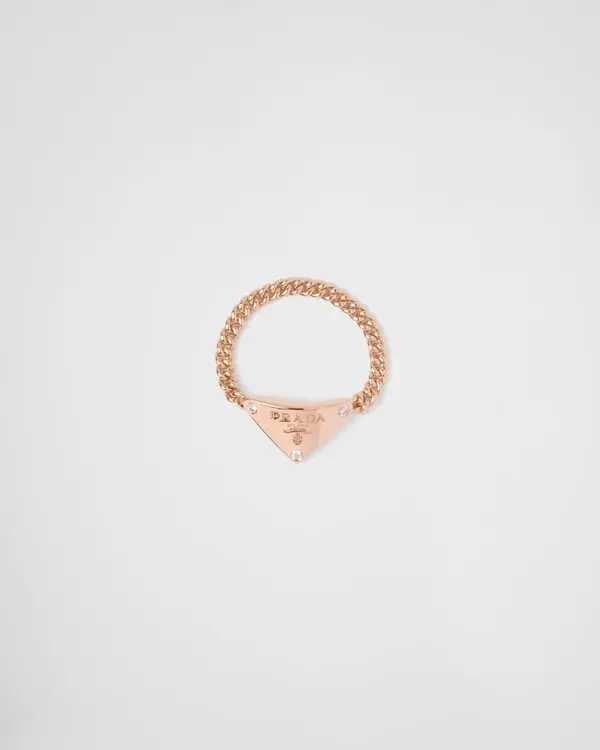 Prada Eternal Gold Chain Ring - Rose Gold/white