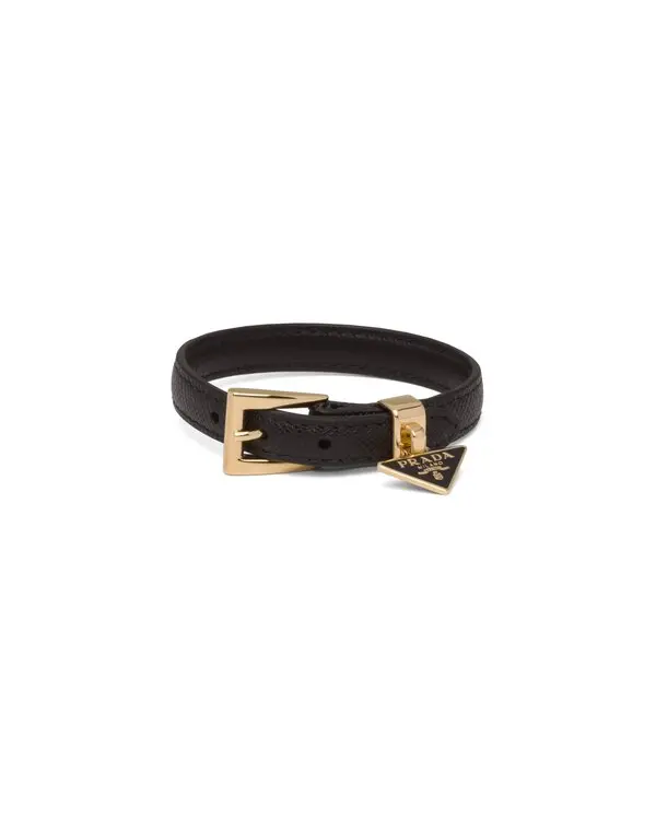 Prada Saffiano Leather Bracelet - Black