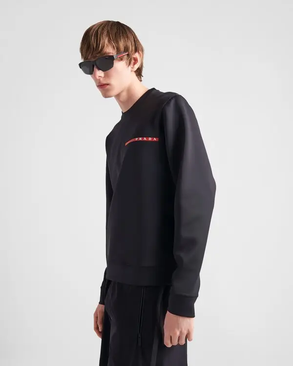 Prada Recycled Double Jersey Sweatshirt Black Editorialist