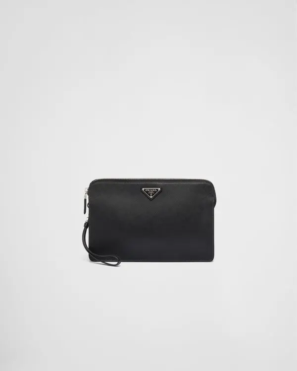 Prada Saffiano Leather Pouch - Black