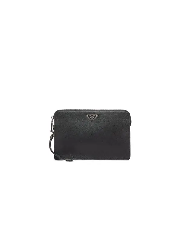 Prada Saffiano Leather Pouch - Black
