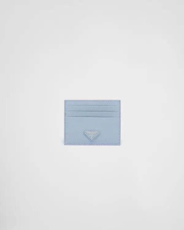 Prada Saffiano Leather Card Holder - Pale Blue