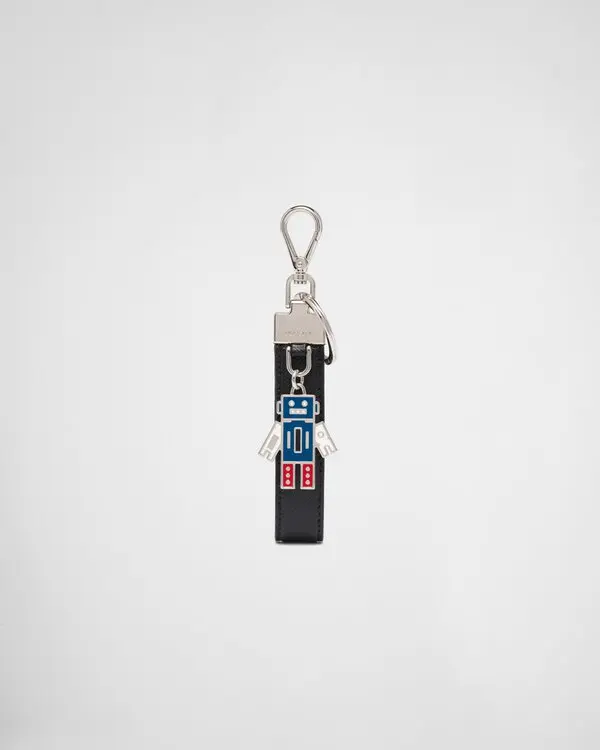 Prada Saffiano Leather Keychain - Black