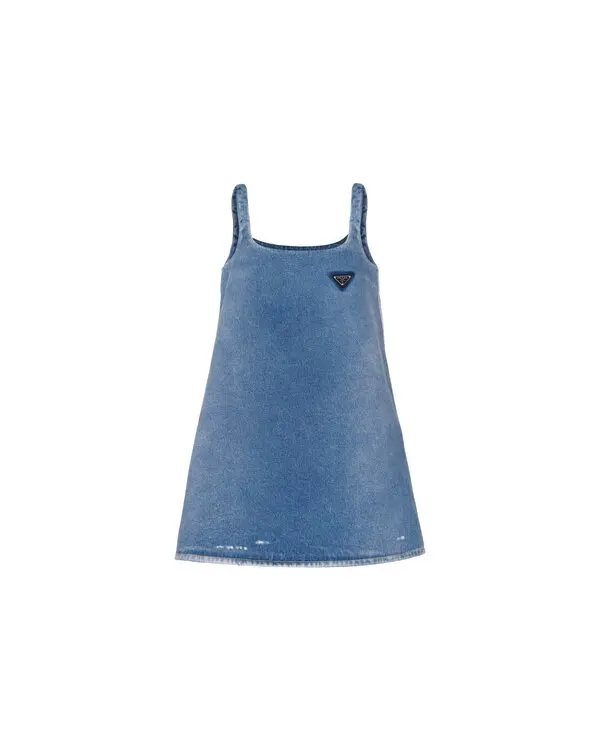 Prada Organic Denim Mini Dress - Blue