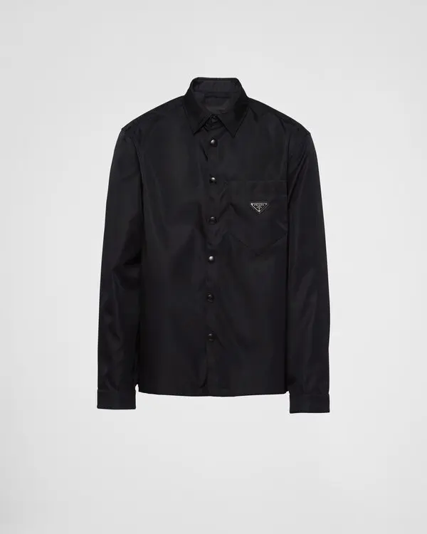 Prada Re-Nylon Triangle-Logo Shirt In Black | Editorialist
