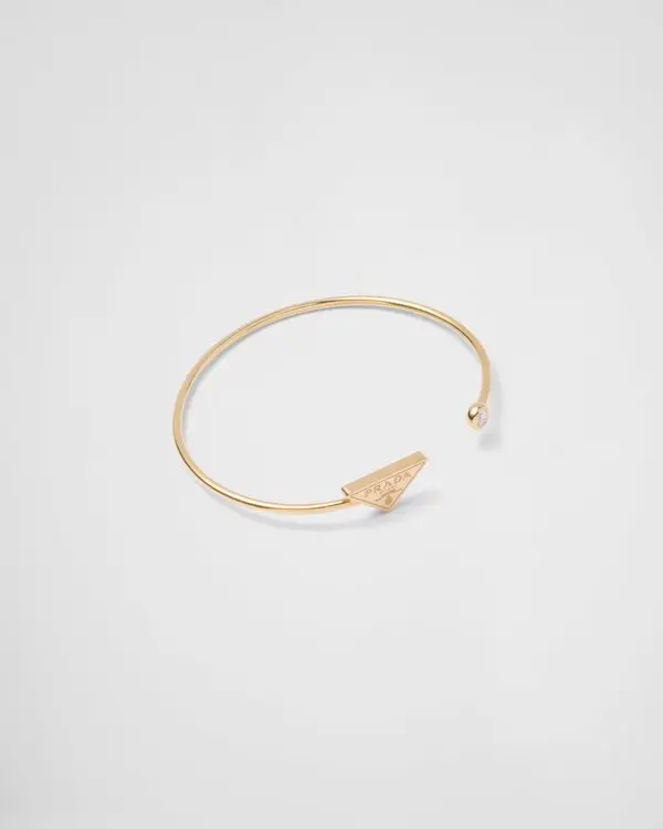 Prada Eternal Gold Bangle Bracelet With Diamond - Gold/white