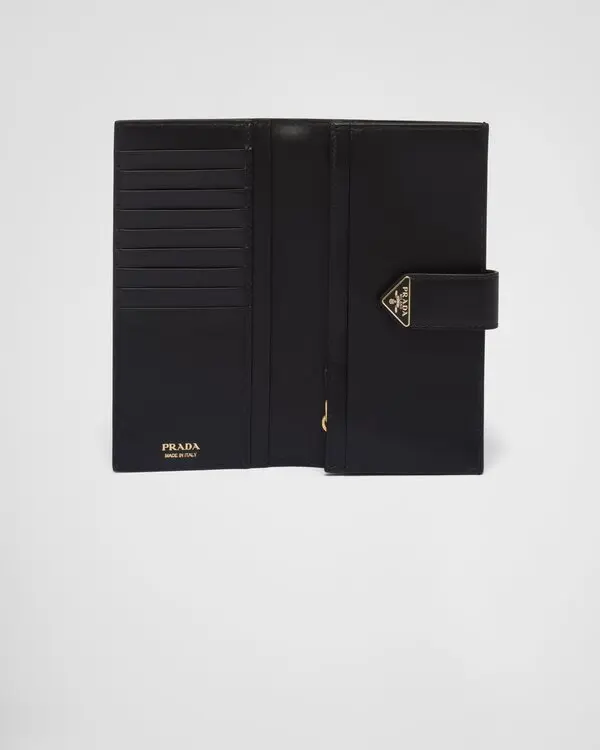 Prada Large Saffiano And Smooth Leather Wallet - Black