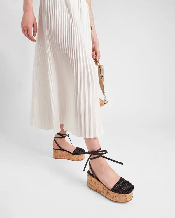 Prada Crochet Wedge Sandals
