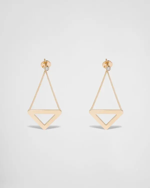 Prada Eternal Gold Diamond Drop Earrings - Gold/white