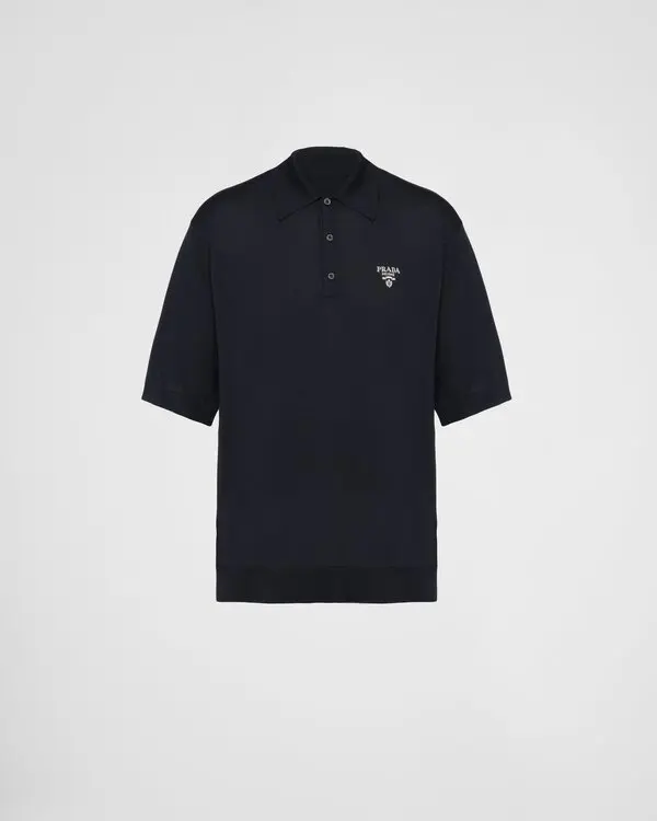 Prada Silk Polo Sweater - Black | Editorialist