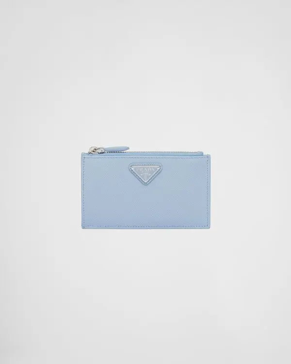 Prada Saffiano Leather Card Holder - Pale Blue