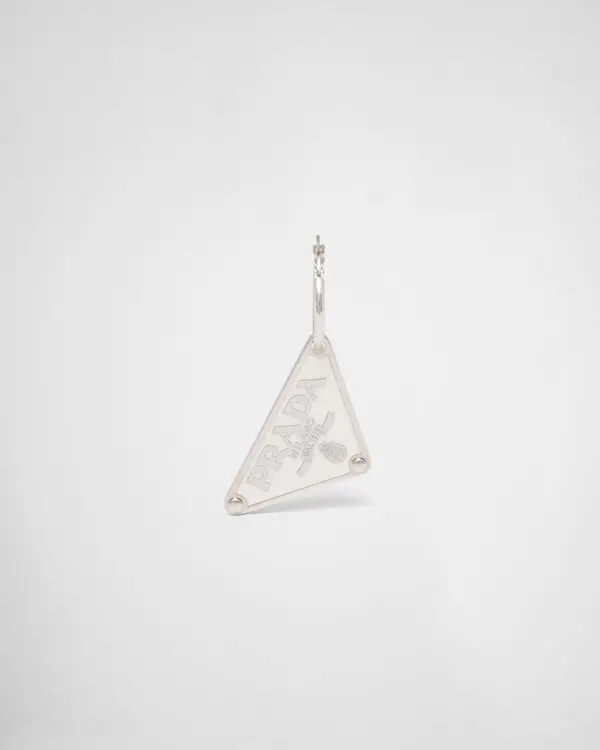 Prada Symbole Pendant Left Earring - White