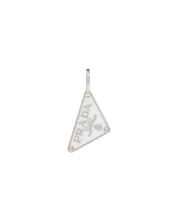 Prada Symbole Pendant Left Earring - White