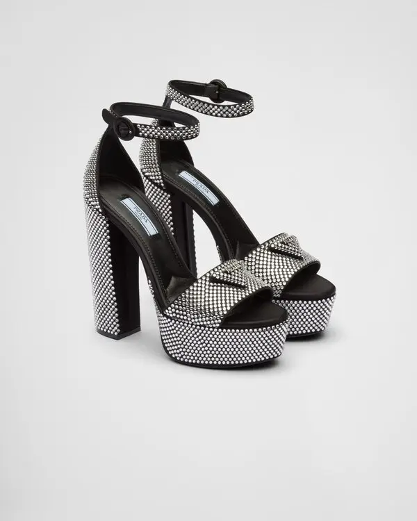 Prada Platform Sandals With Crystals