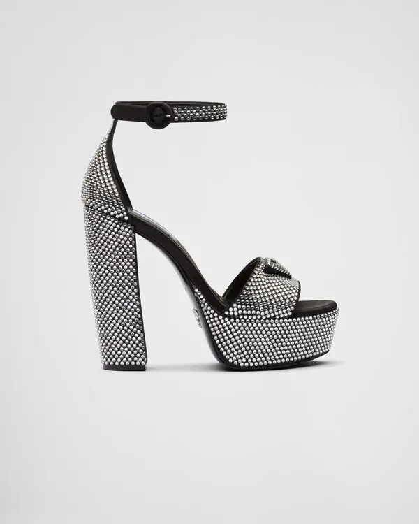 Prada Platform Sandals With Crystals