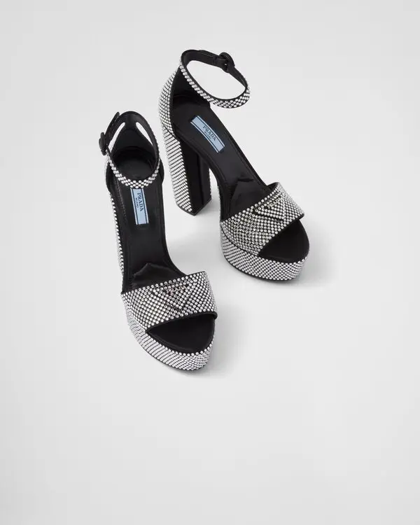 Prada Platform Sandals With Crystals