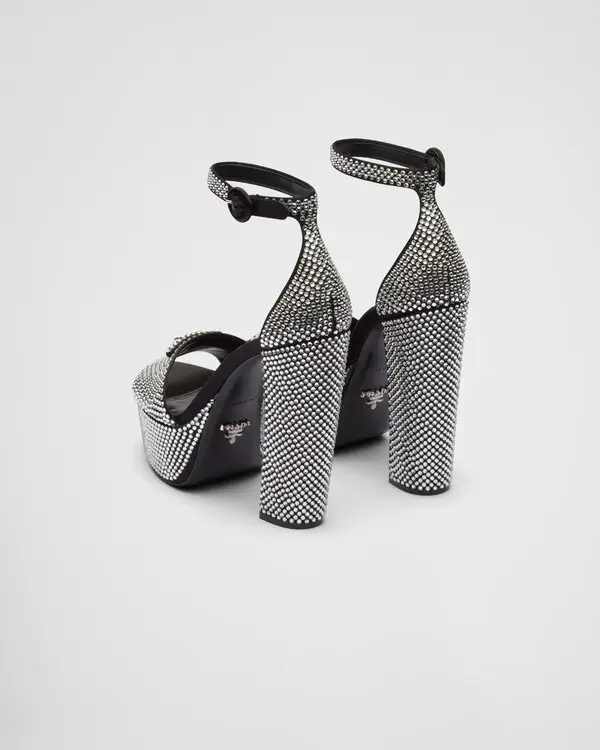 Prada Platform Sandals With Crystals