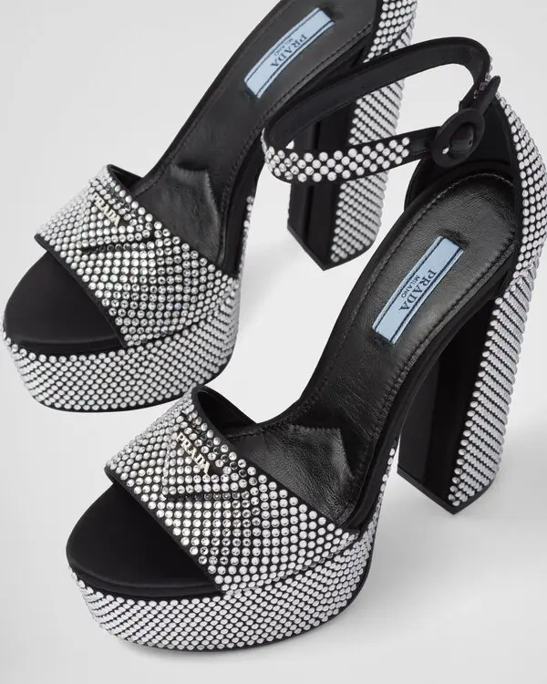Prada Platform Sandals With Crystals