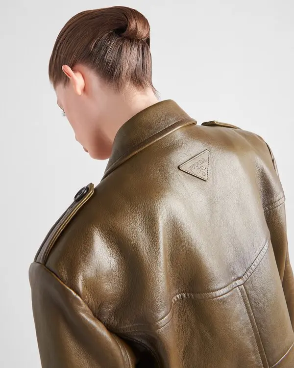 Prada Double-breasted Leather Coat