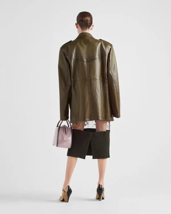 Prada Double-breasted Leather Coat