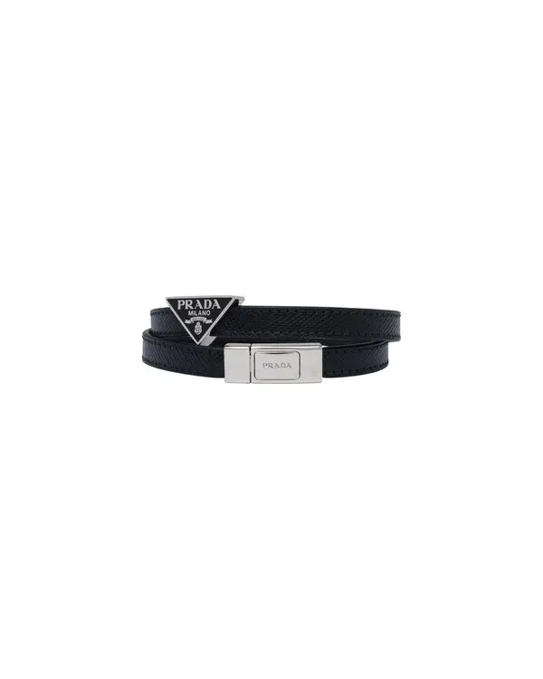 Prada Saffiano Leather Bracelet - Black