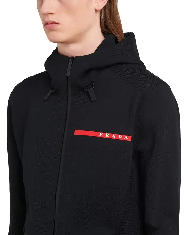 Prada Techno Piqué Hoodie - Black
