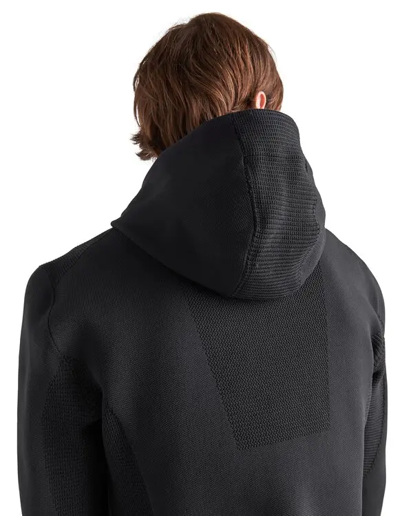 Prada Techno Piqué Hoodie - Black