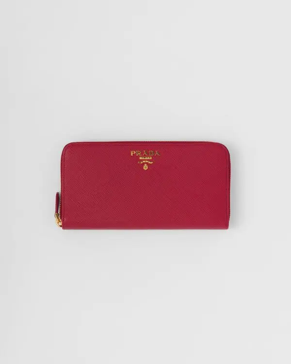 Prada Large Saffiano Leather Wallet - Fiery Red