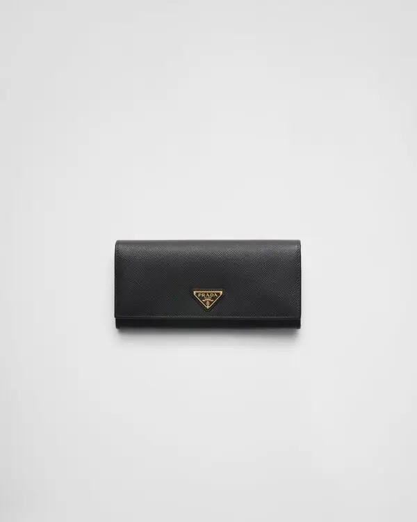 Prada Large Saffiano Leather Wallet - Black