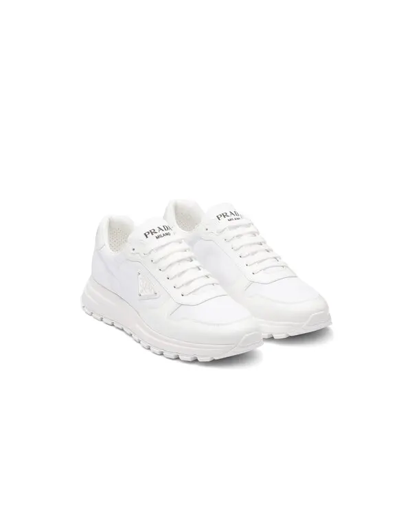 Prada Prax 01 Re-nylon And Brushed Leather Sneakers - White