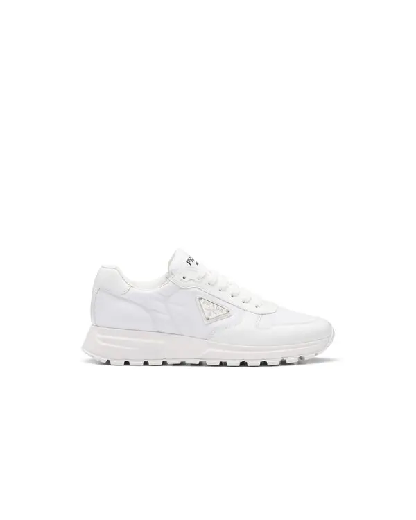 Prada Prax 01 Re-nylon And Brushed Leather Sneakers - White