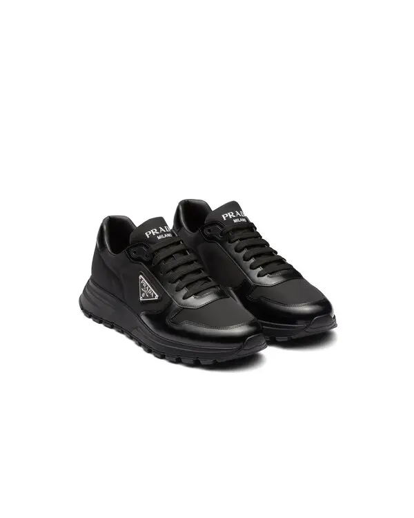 Prada Prax 01 Re-nylon And Brushed Leather Sneakers - Black