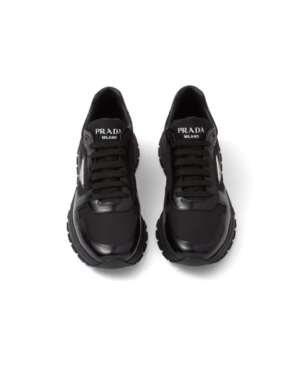 Prada Prax 01 Re-nylon And Brushed Leather Sneakers - Black