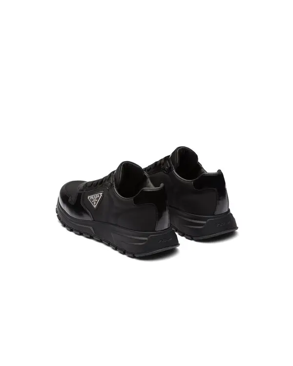 Prada Prax 01 Re-nylon And Brushed Leather Sneakers - Black