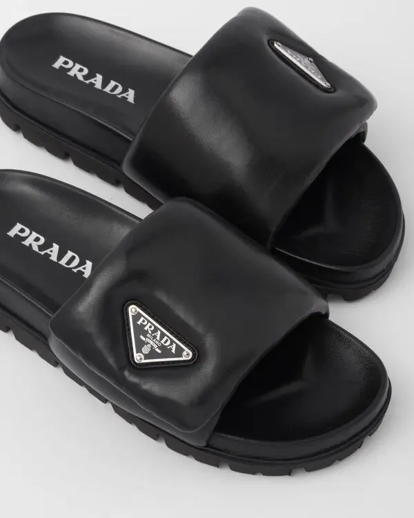 Prada Soft Padded Nappa Leather Slides