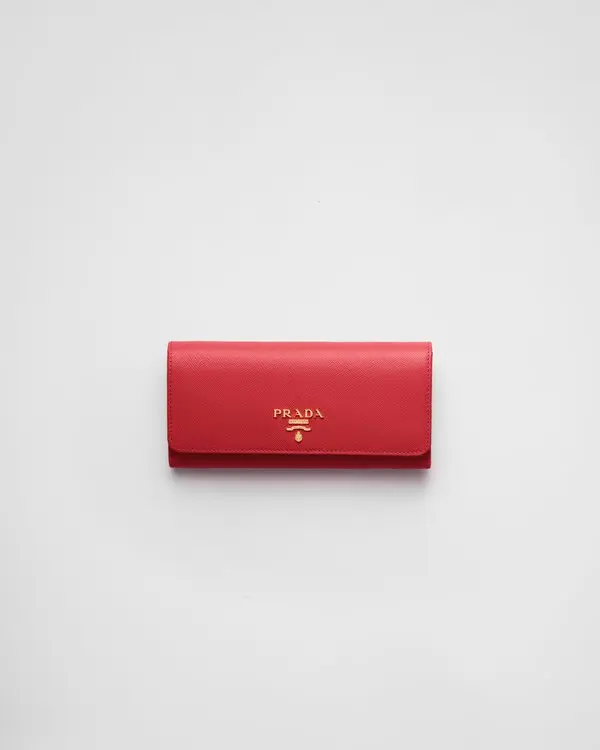 Prada Large Saffiano Leather Wallet - Fiery Red
