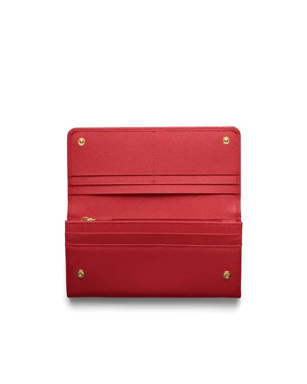 Prada Large Saffiano Leather Wallet - Red