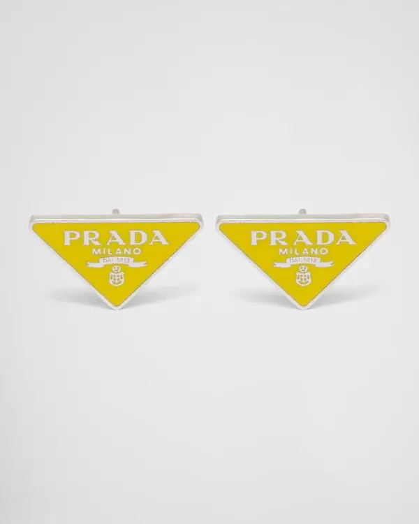 Prada Symbole Stud Earrings Yellow Editorialist