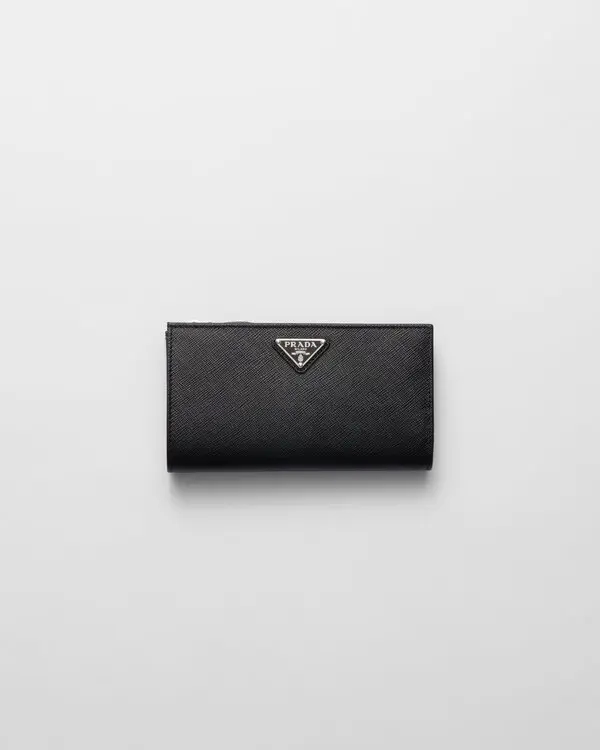 Prada Large Saffiano Leather Wallet - Black