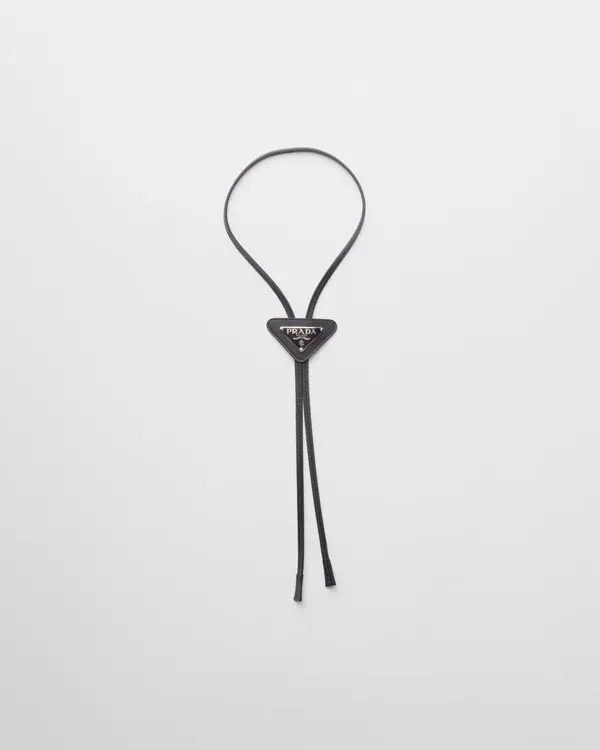 Prada Saffiano Leather Bolo Tie - Black