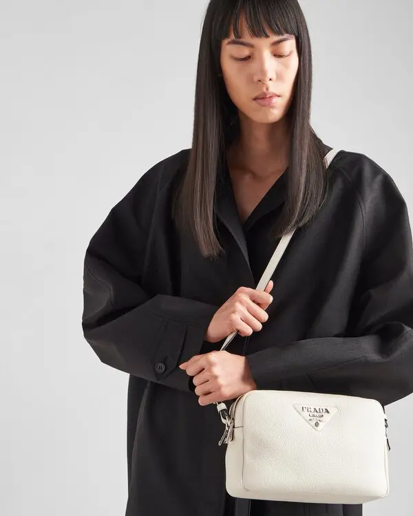 Prada Medium Leather Shoulder Bag - White | Editorialist