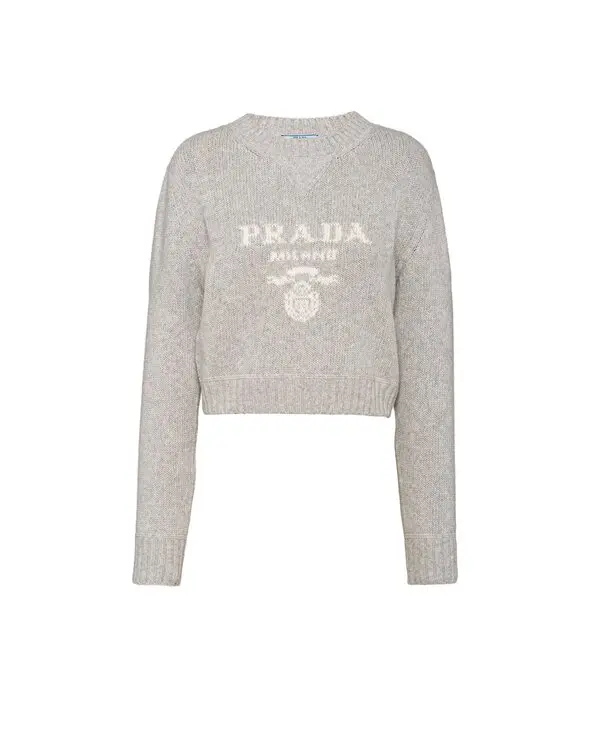 Prada Wool And Cashmere Crew-neck Sweater - Grey