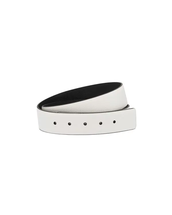 Prada Reversible Saffiano Leather Belt Strap - White