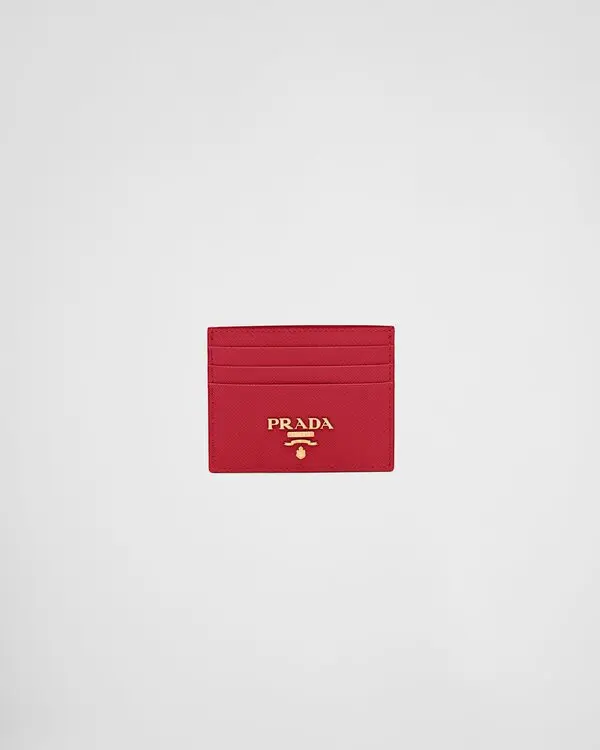 Prada Saffiano Leather Card Holder - Red
