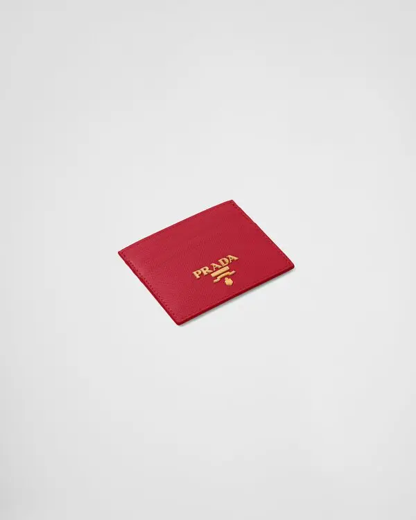 Prada Saffiano Leather Card Holder - Red