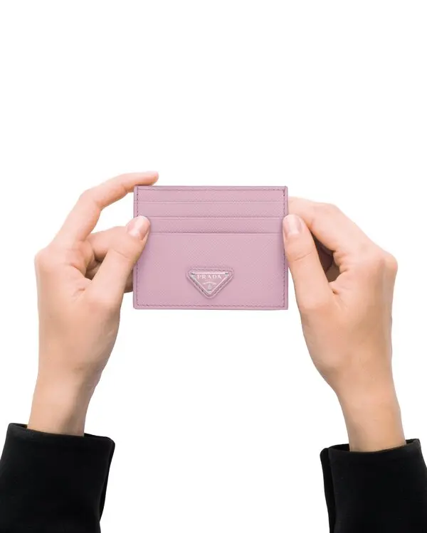 Prada Saffiano Leather Card Holder - Pink